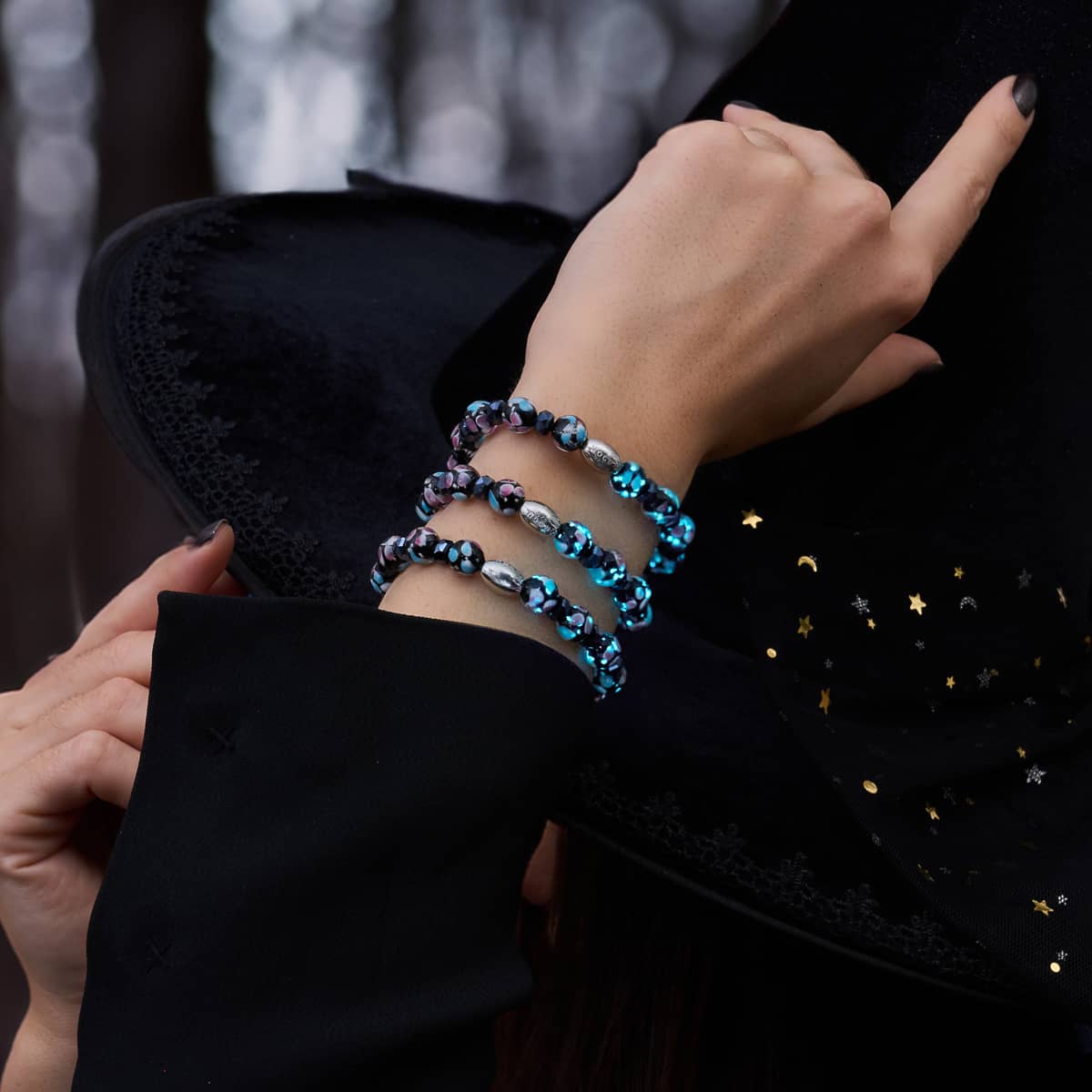 Black Orchid | .925 Sterling Silver | Firefly Glass Blossom Bracelet ...