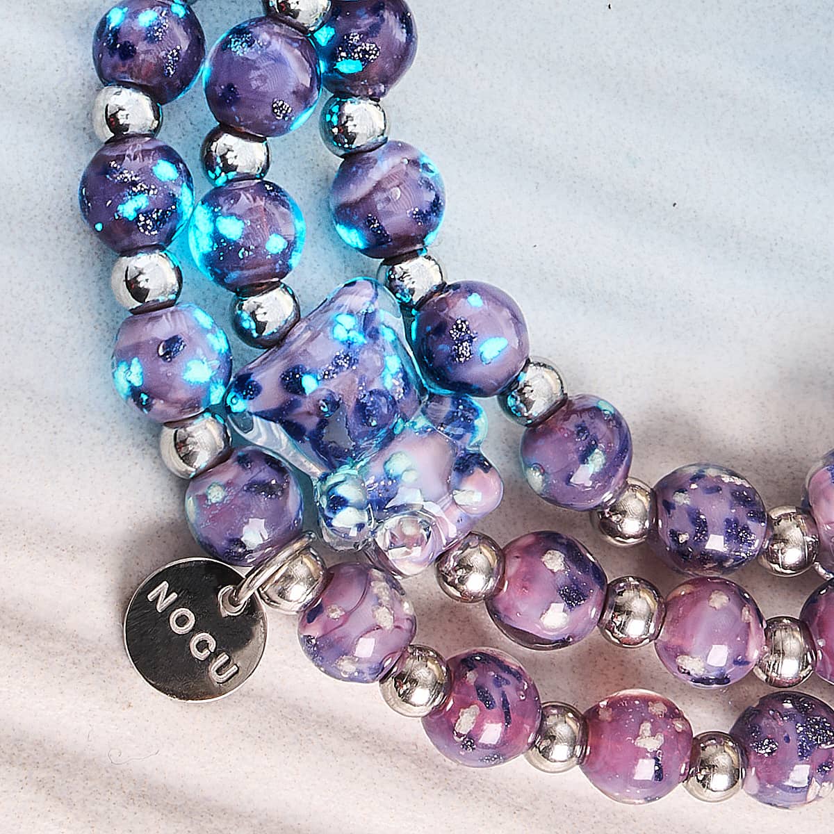 Blue Iris | Silver | Firefly Glass Bear Bracelet– NOGU USA