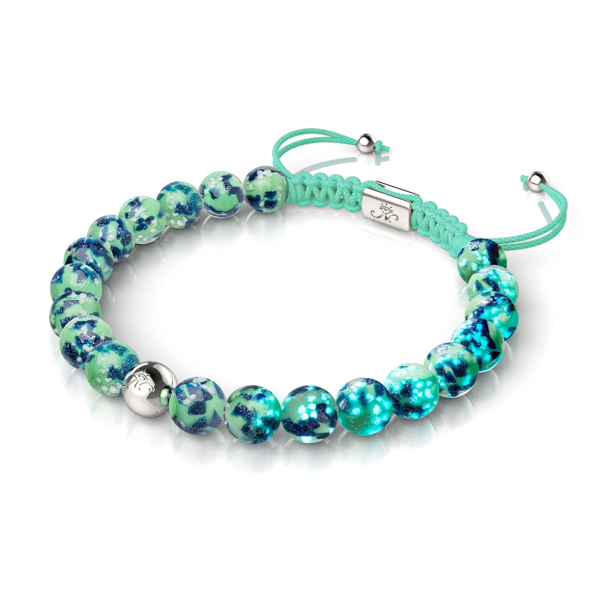 Blue Mint | Silver | Firefly Glass Macrame Bracelet – NOGU United States