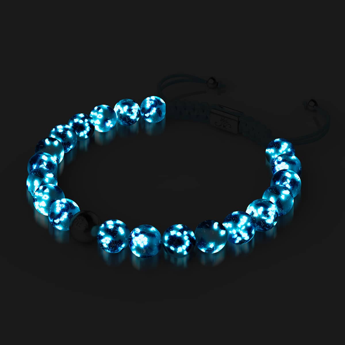 Blue Seaspray | Silver | Firefly Glass Macrame Bracelet– NOGU USA