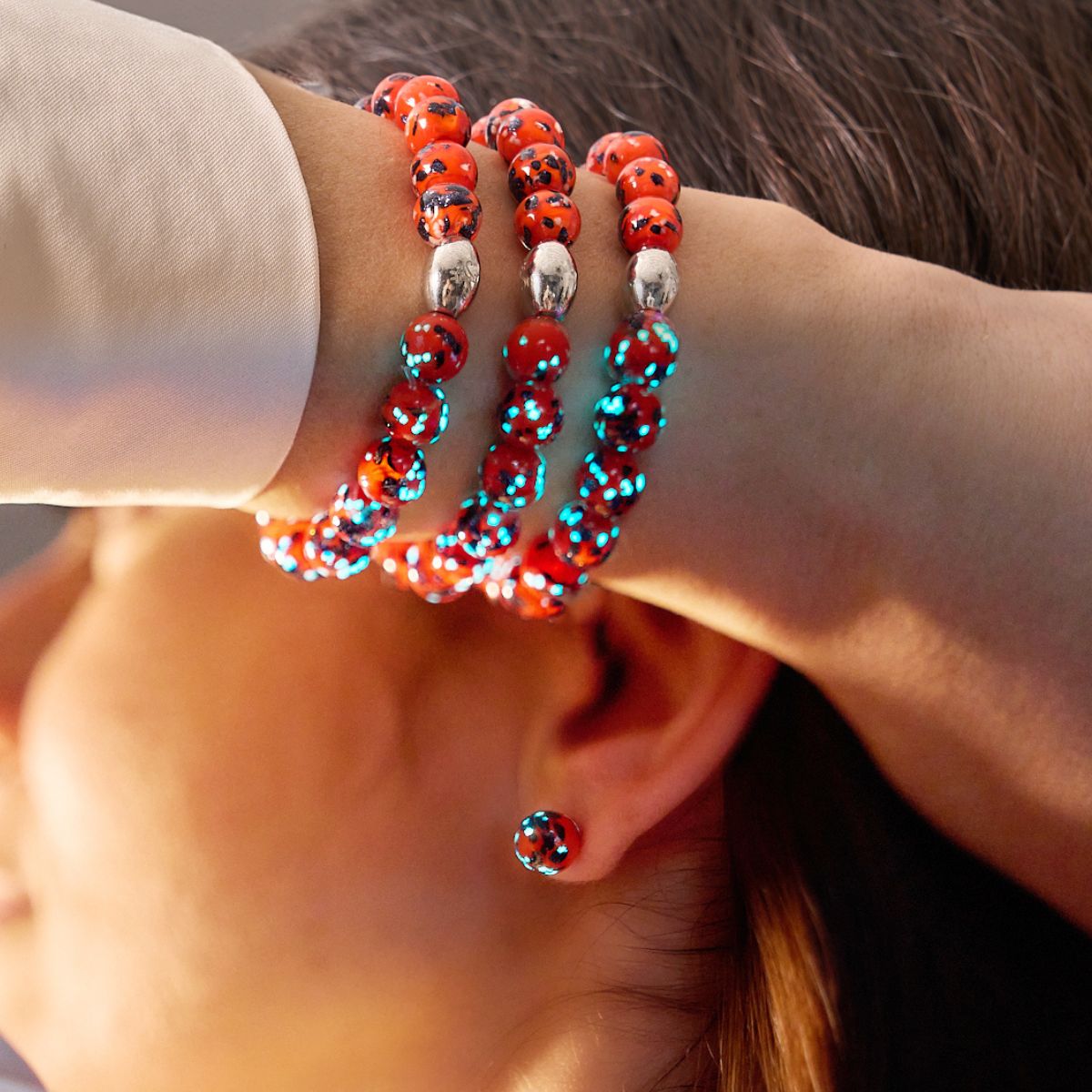 Glowing Ember | .925 Sterling Silver | Firefly Glass Bracelet– NOGU USA