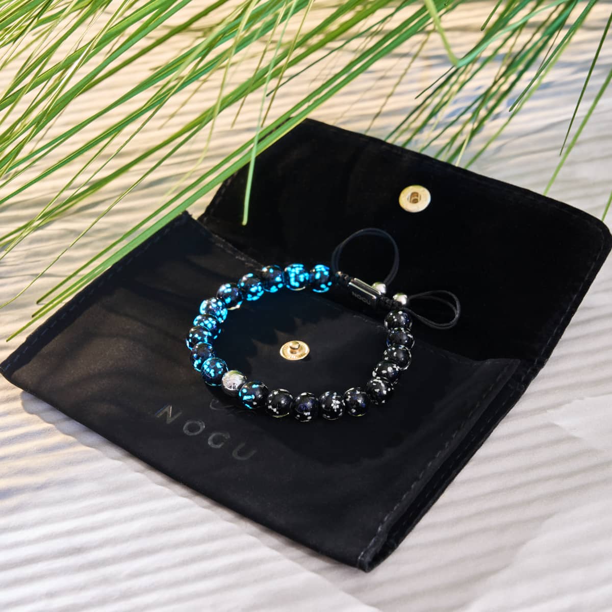 Pitch Black | Silver | Firefly Glass Macrame Bracelet– NOGU USA