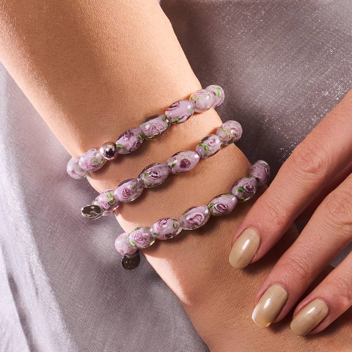 Purple Rose | .925 Sterling Silver | Firefly Glass Garden Bracelet ...