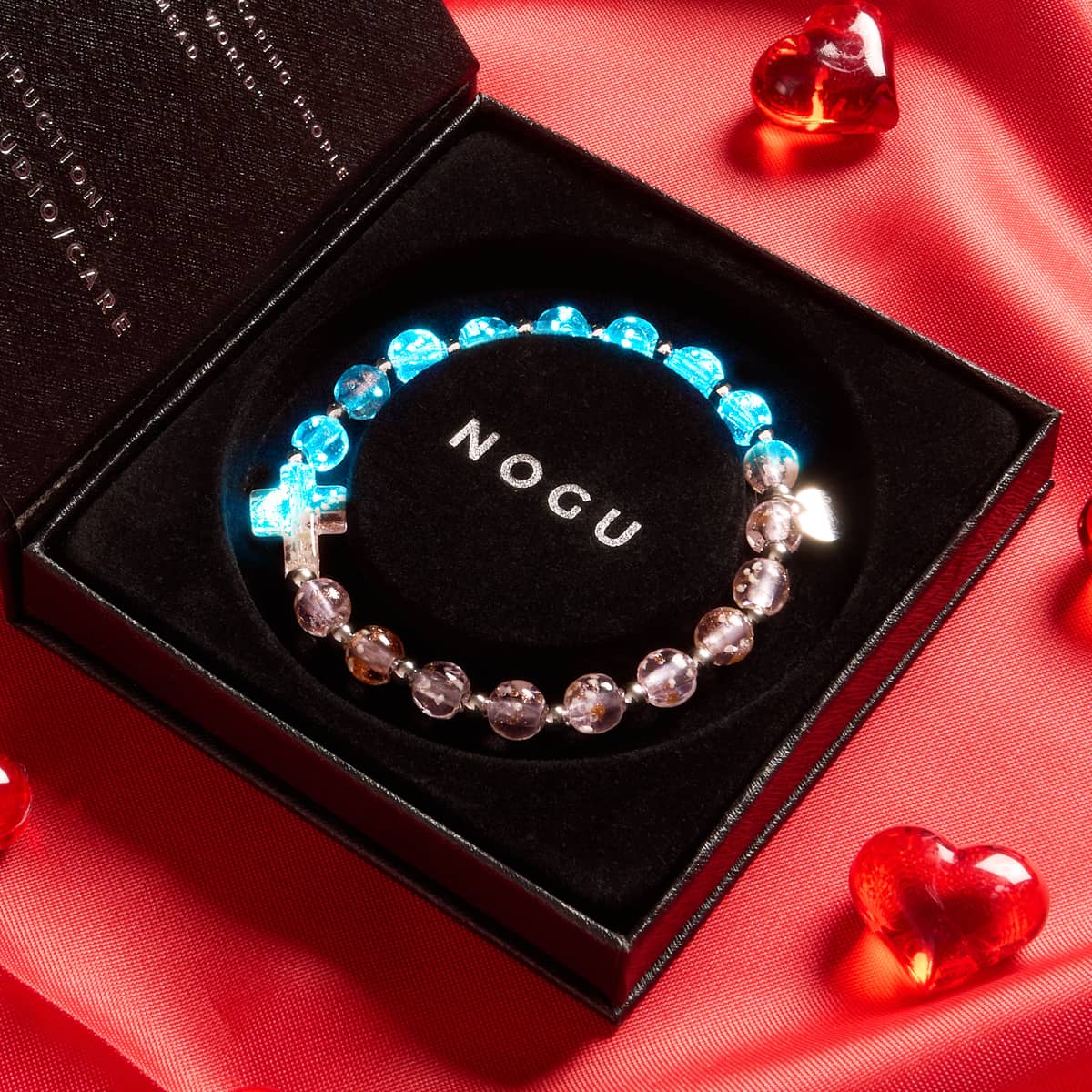Rosewater | Silver | Firefly Glass Cross Bracelet– NOGU USA