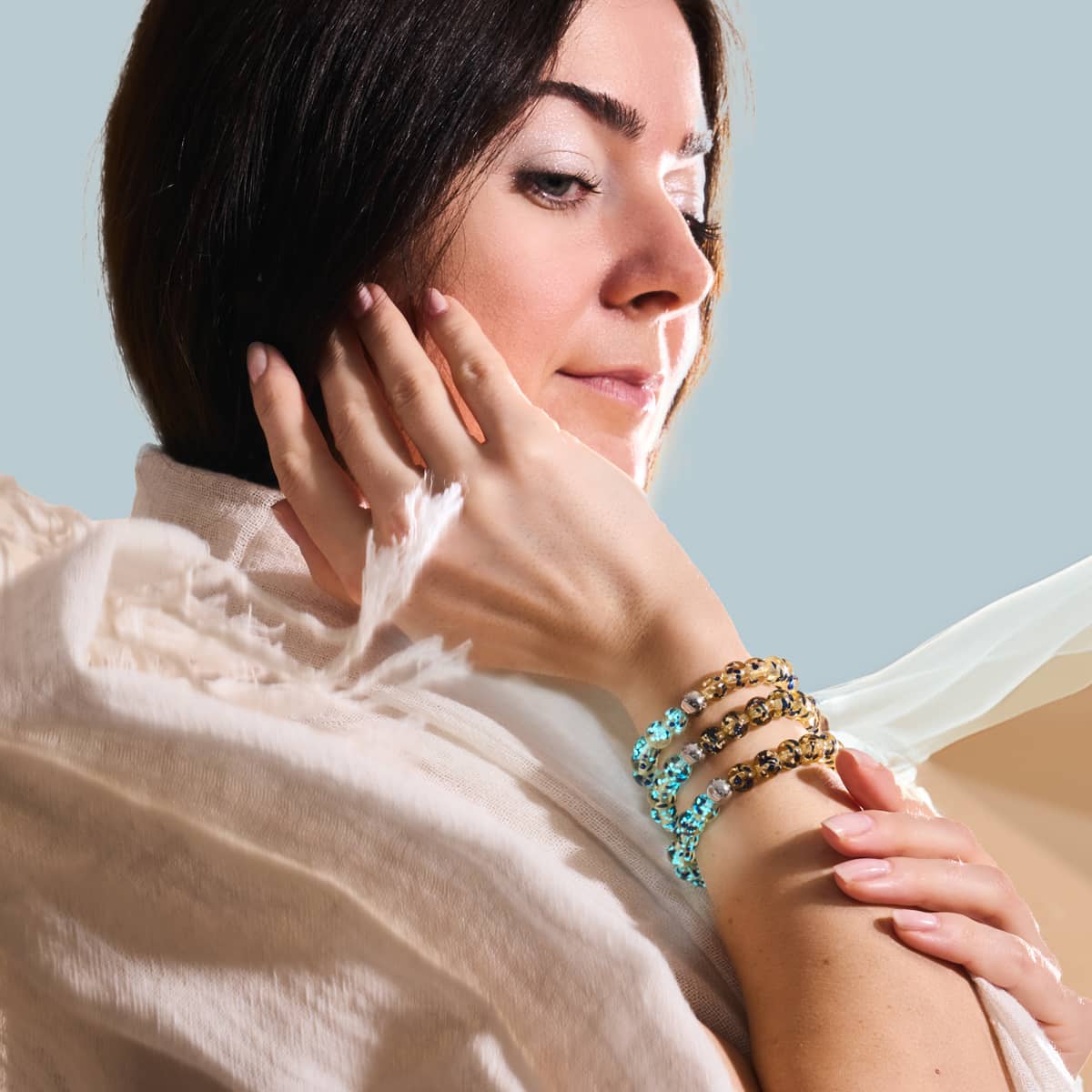 Sandstone Flame | Silver | Firefly Glass Macrame Bracelet– NOGU USA