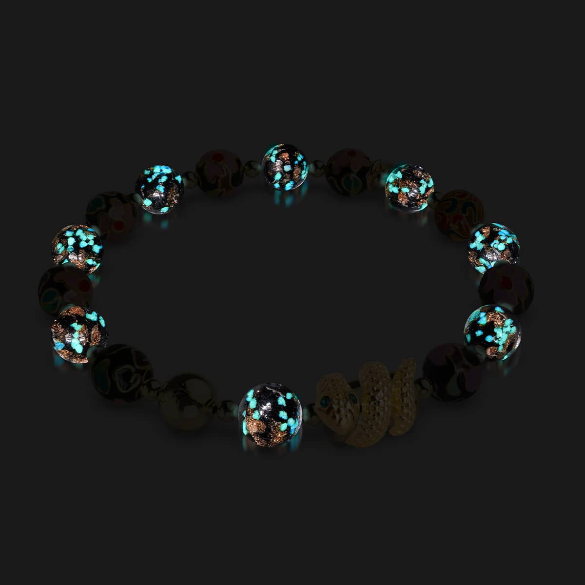 Shadow Dragon | Enamel Lotus | Onyx Firefly Glass Serpent Bracelet ...