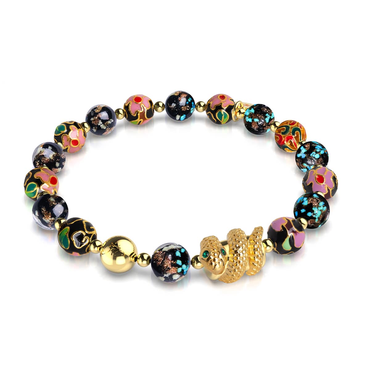 Shadow Dragon | Enamel Lotus | Onyx Firefly Glass Serpent Bracelet ...