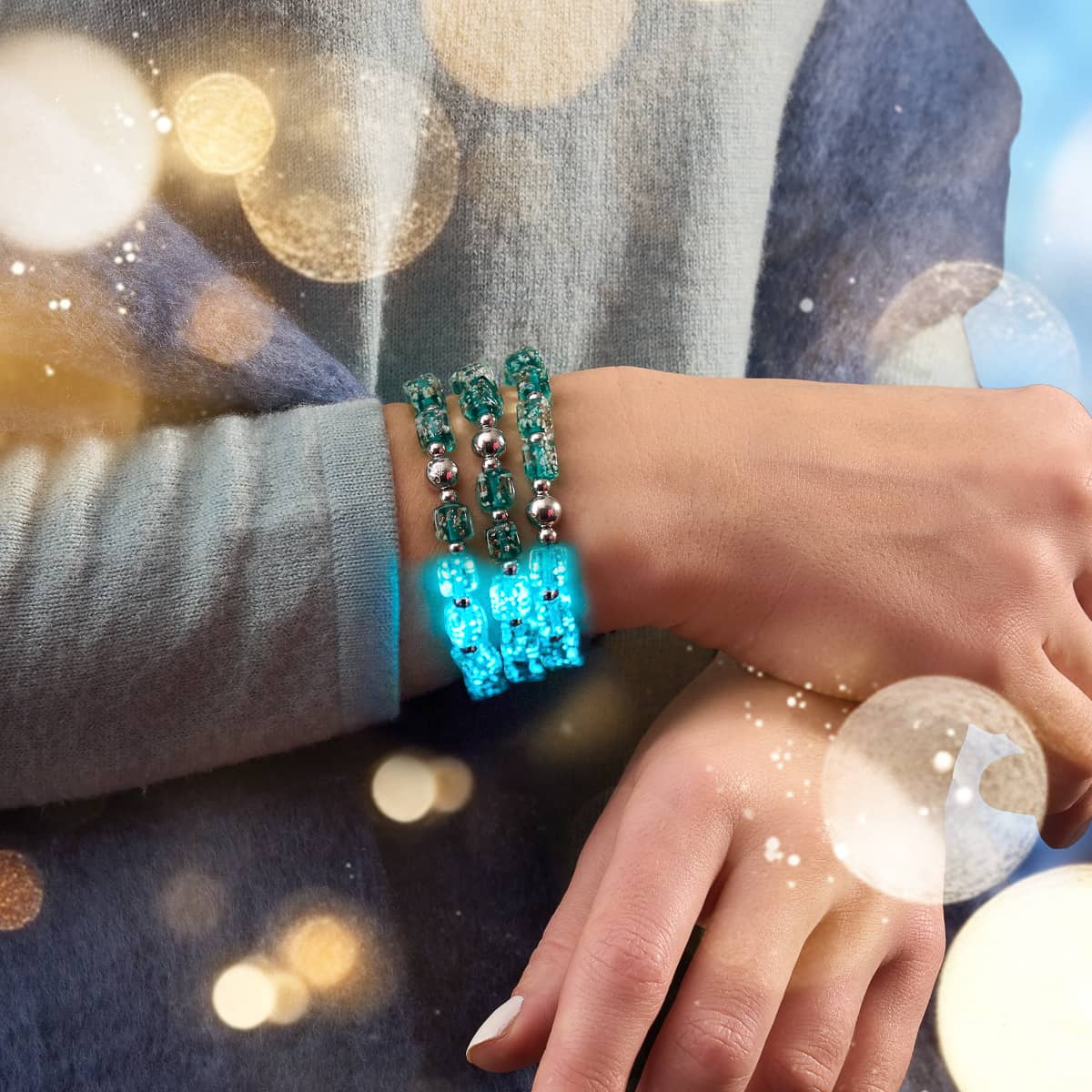 Teal | Silver | Firefly Glass Pebble Bracelet – NOGU United States