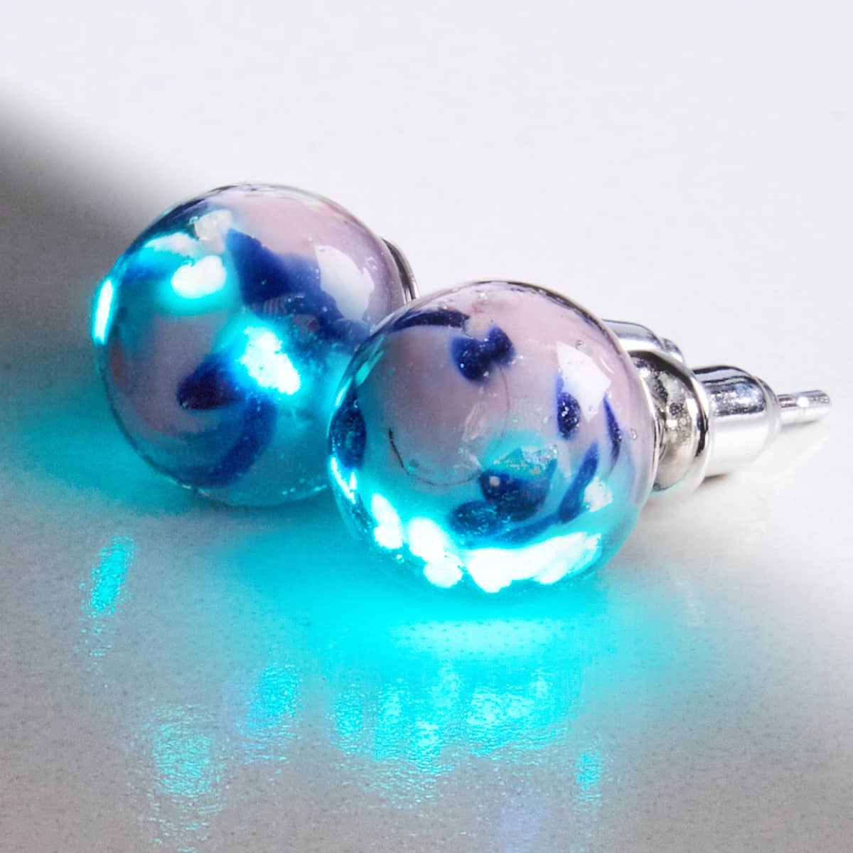 Blue Iris | .925 Sterling Silver | Firefly Glass Stud Earrings– NOGU USA