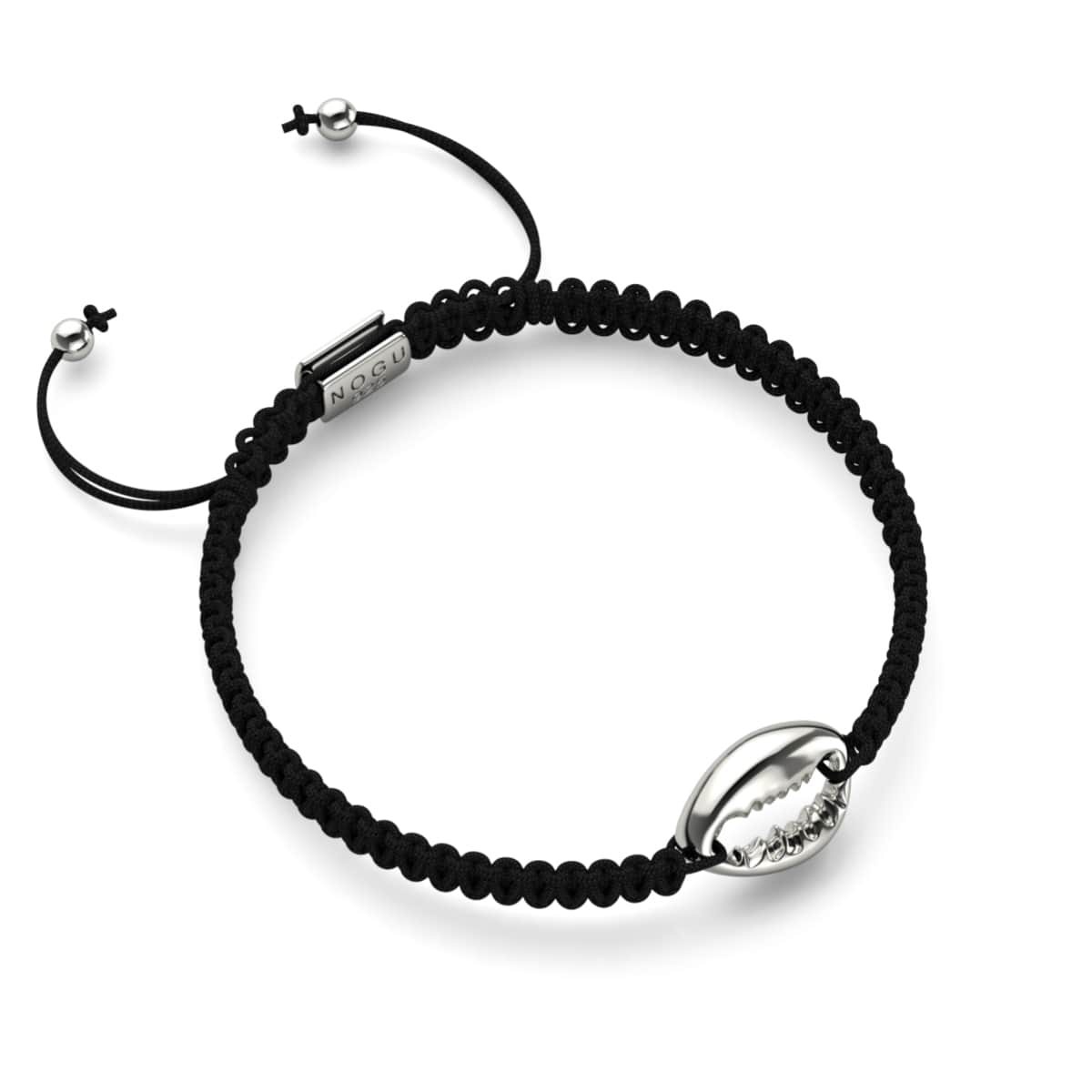 Cowrie Shell Black Macrame Bracelet | .925 Sterling Silver – NOGU ...