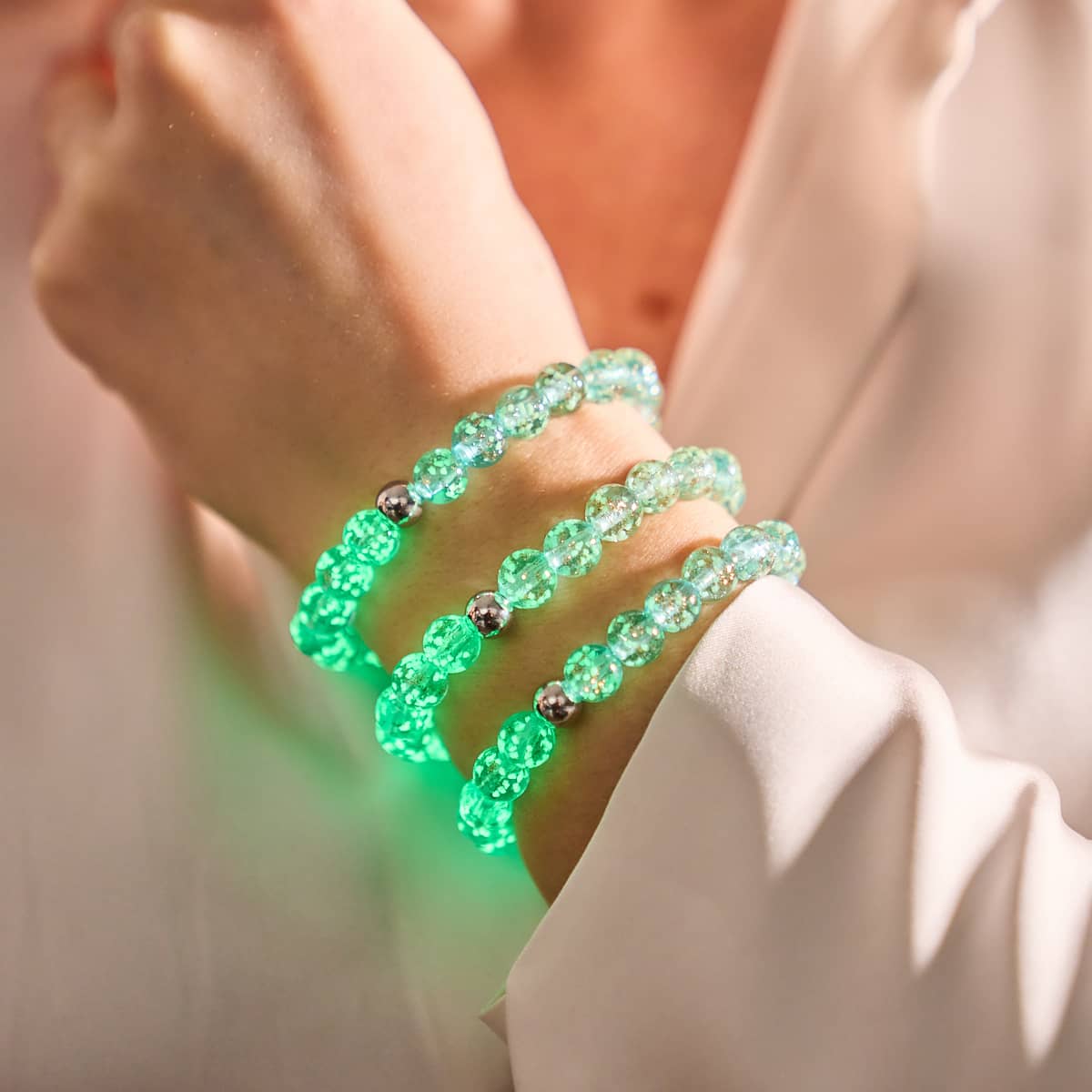Arctic Blue | .925 Sterling Silver | Firefly Glass Bracelet– NOGU USA