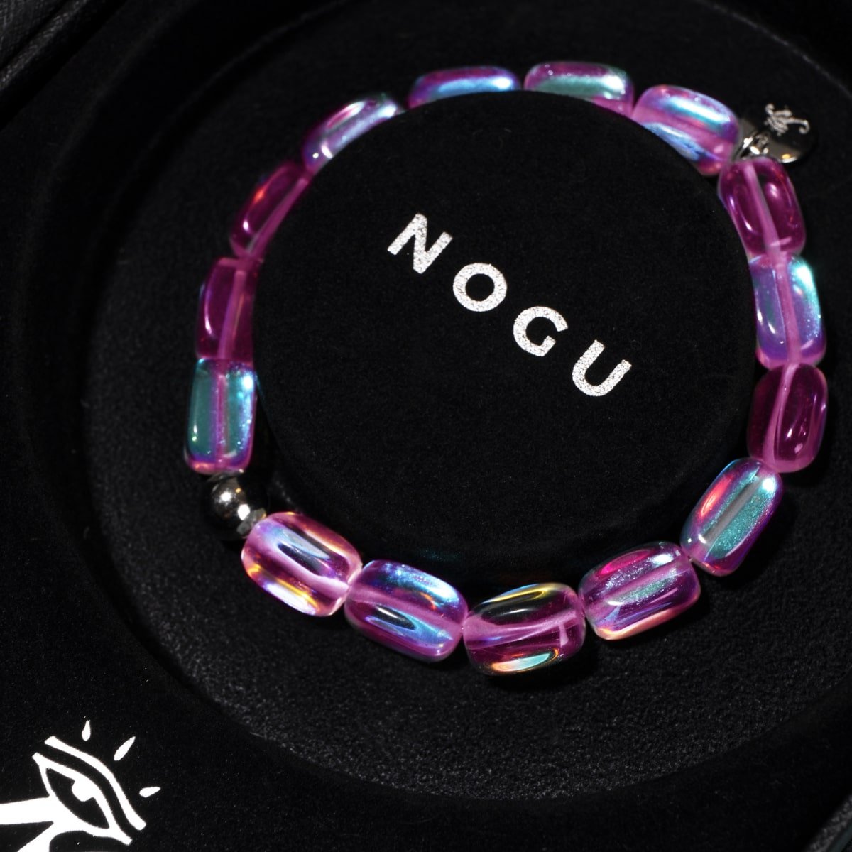 Pink Nebula | .925 Sterling Silver | Galaxy Glass Pebble Bracelet – NOGU.studio