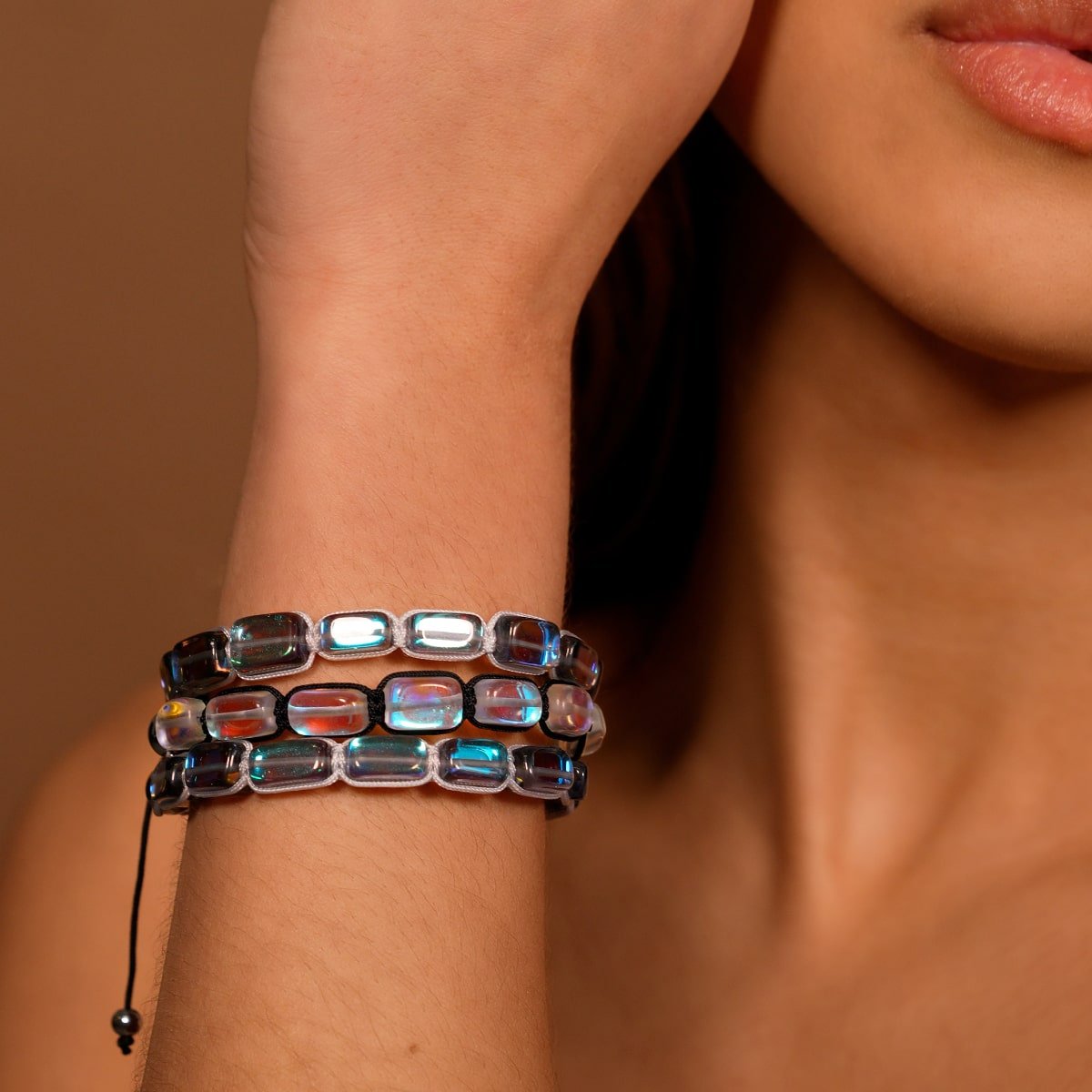 Rainbow Supernova | Silver | Galaxy Glass Pebble Macrame Bracelet ...