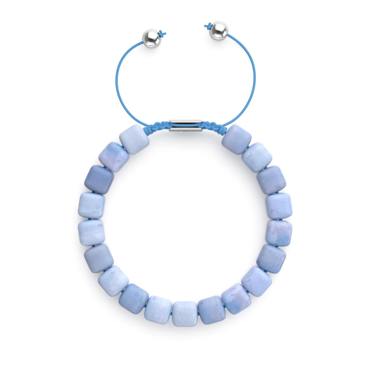 Light Blue Quartz | Silver | Gemstone Pebble Macrame Bracelet– NOGU USA