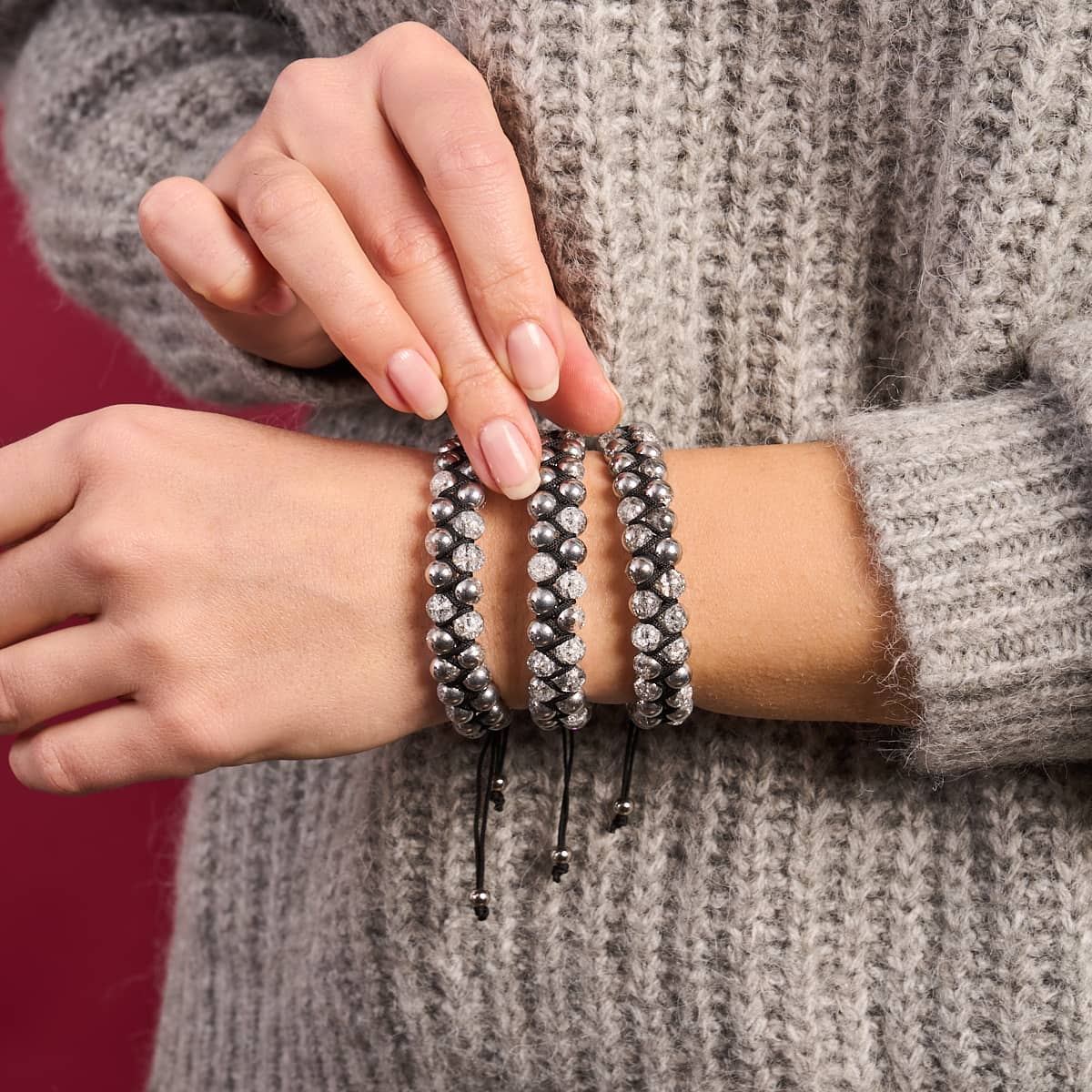 Silver Chrome x White | Glitter Glass Double Bracelet– NOGU USA