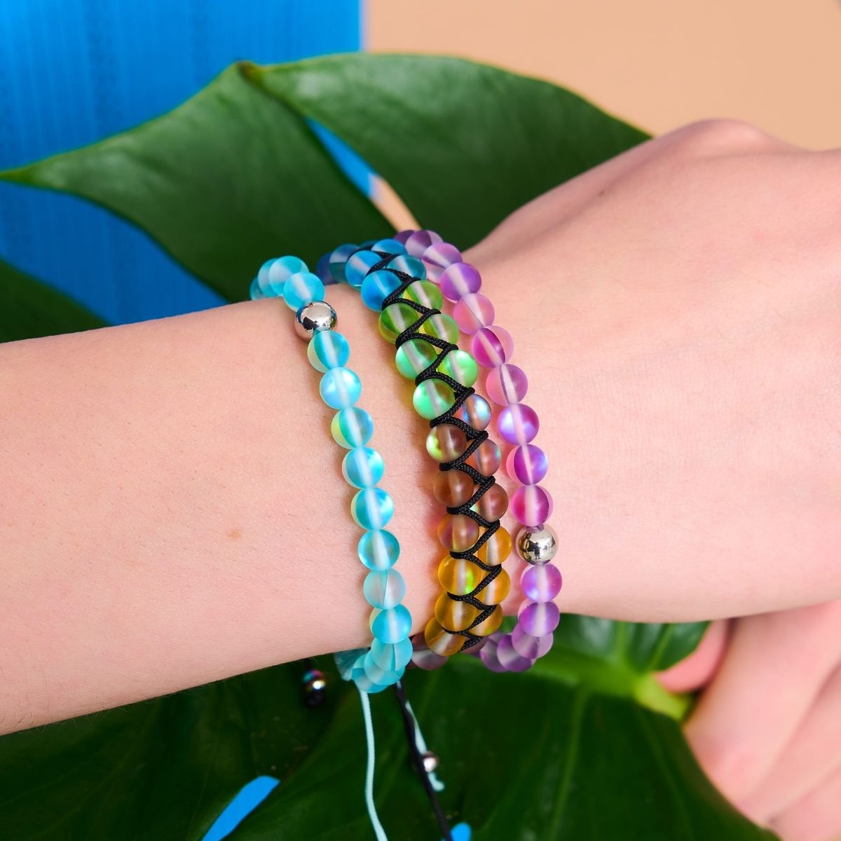 Aquamarine | Silver | Mermaid Glass Macrame Bead Bracelet – NOGU United ...