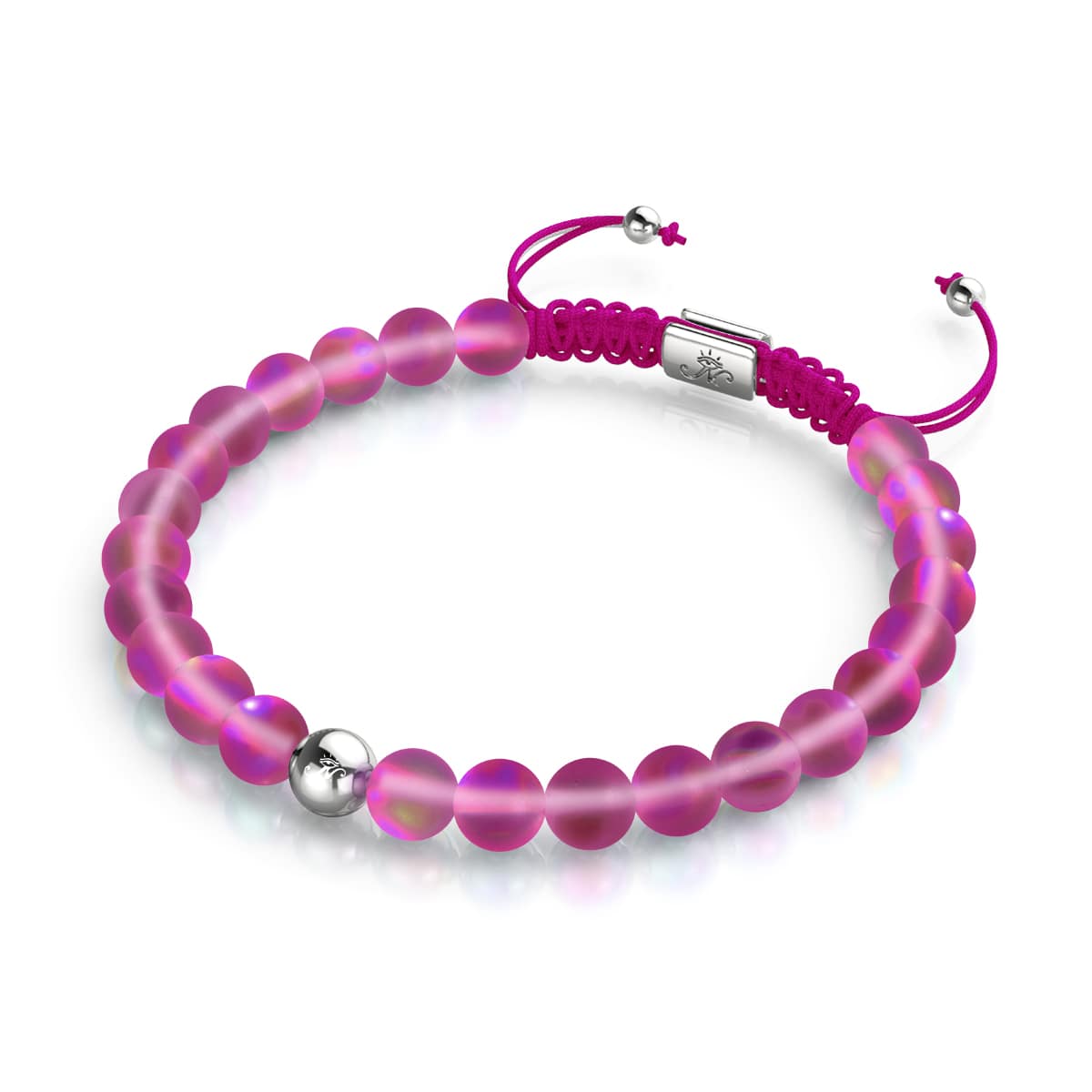 Magenta | Silver | Mermaid Glass Macrame Bead Bracelet – NOGU United States