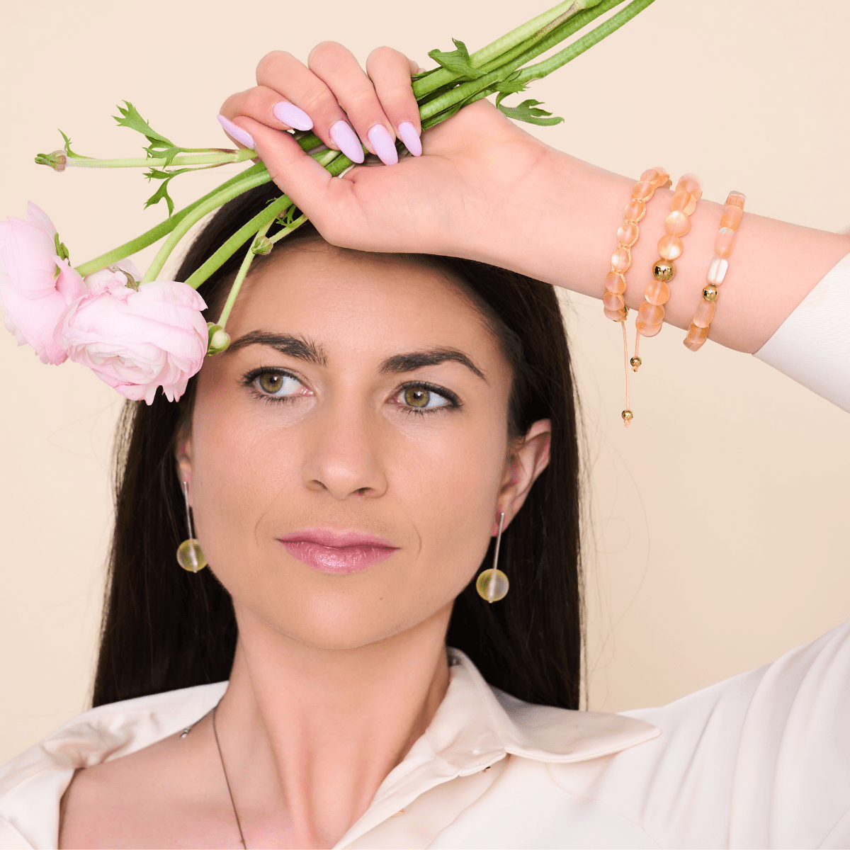 Peach | Gold | Mermaid Glass Statement Bracelet – NOGU United States