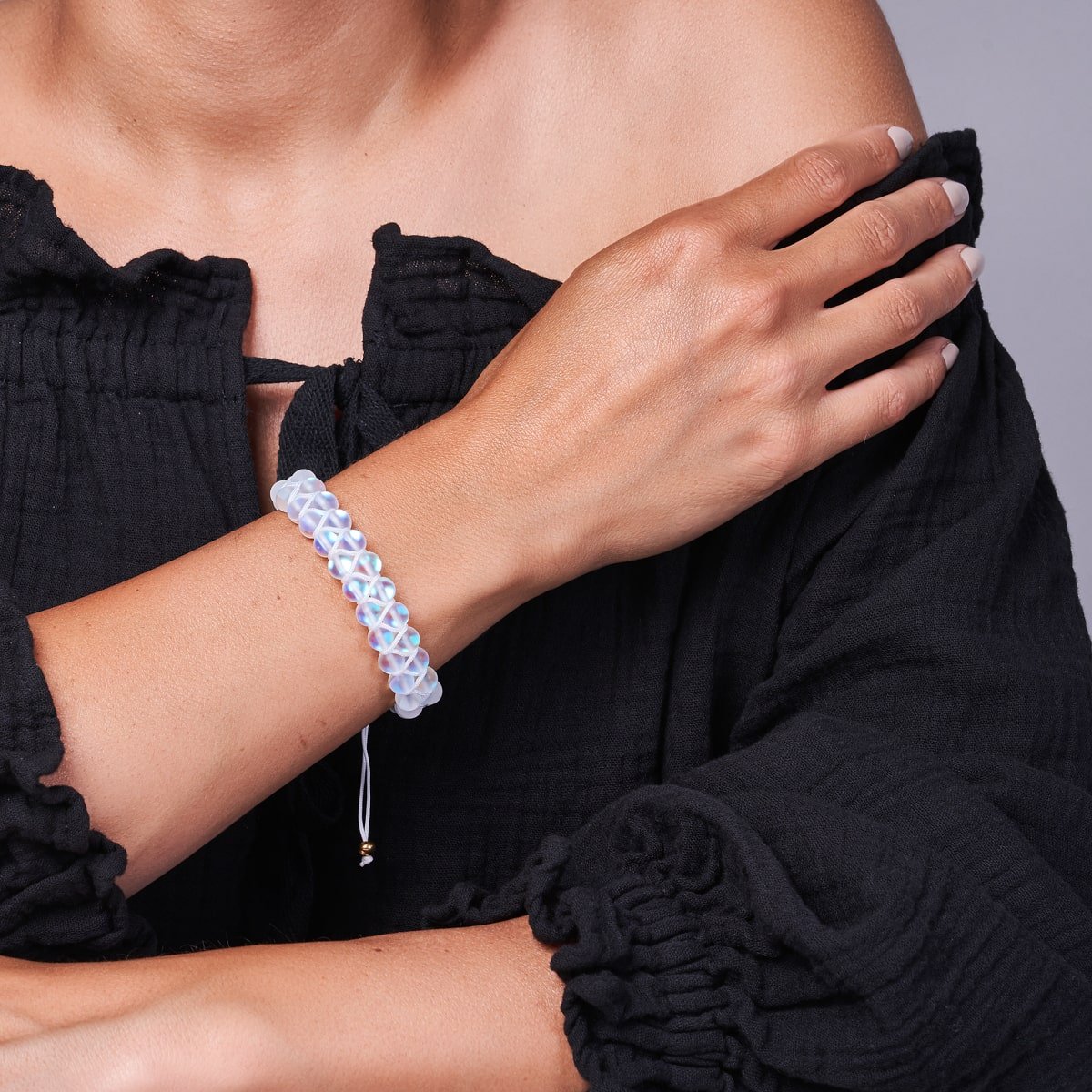 Rainbow White | Gold | Double Mermaid Glass Bracelet – NOGU.studio