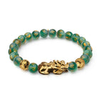 Pixiu Feng Shui Bracelet | EARTH Element | Green Agate x 18k Gold ...