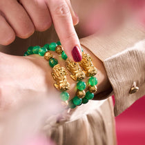 Pixiu Feng Shui Bracelet | EARTH Element | Green Agate x 18k Gold ...
