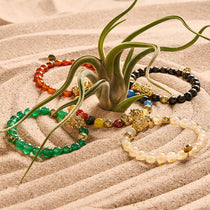 Pixiu Feng Shui Bracelet | EARTH Element | Green Agate x 18k Gold ...