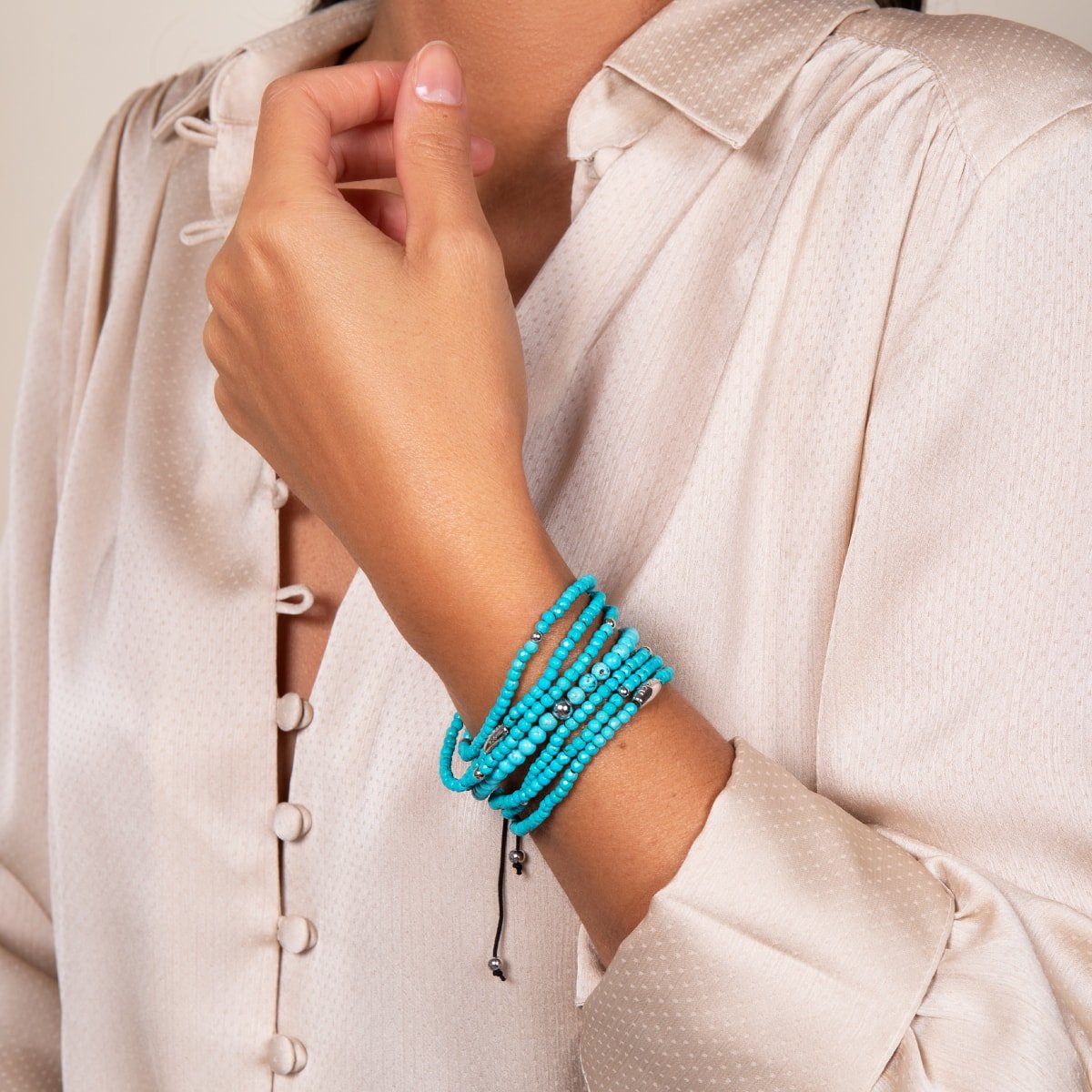 Turquoise | .925 Sterling Silver | Focus Gemstone Macrame Bracelet ...