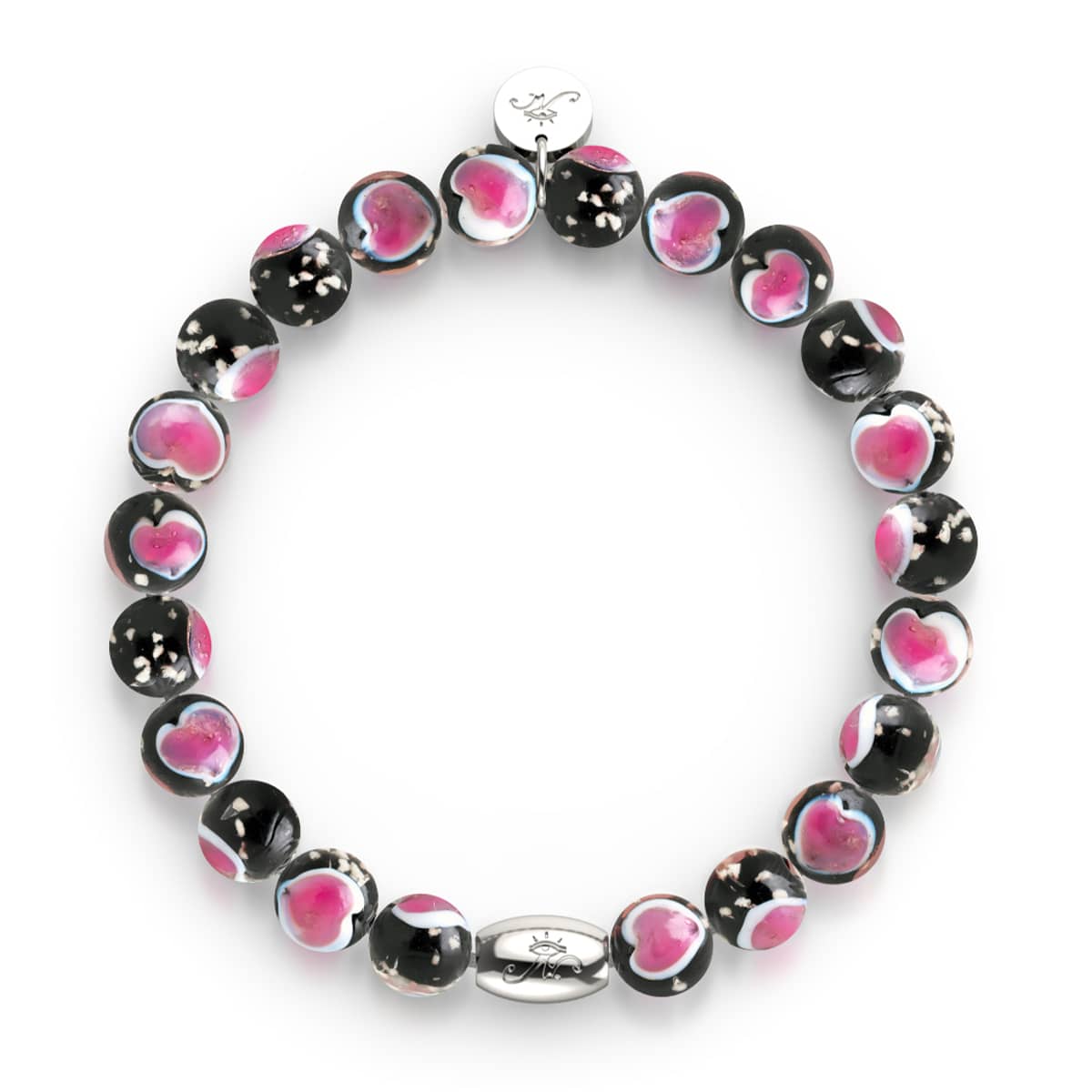 Black x Pink | .925 Sterling Silver | Firefly Glass Love Bracelet ...