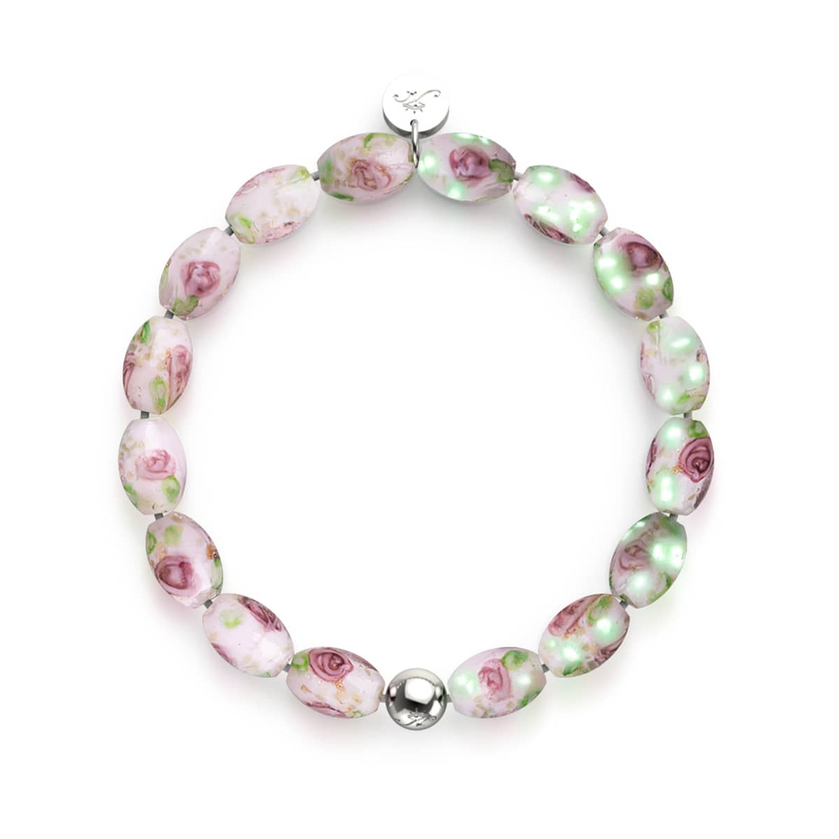 Pink Roses | .925 Sterling Silver | Firefly Glass Garden Bracelet– NOGU USA