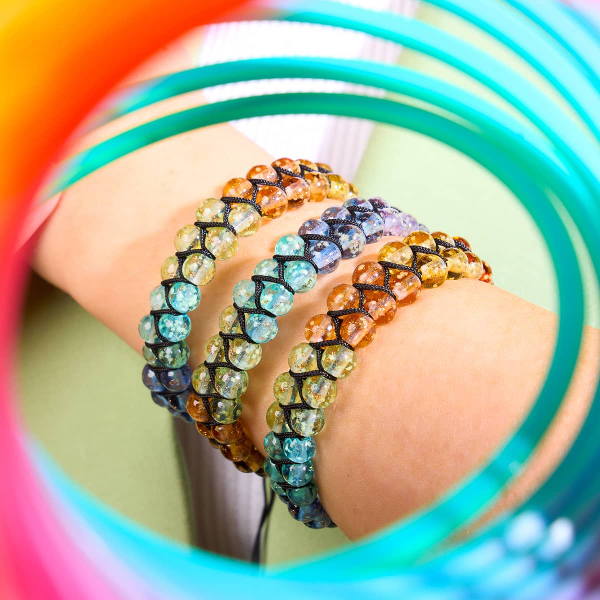 Rainbow Chakra | Clear Firefly Glass Bracelet – NOGU United States