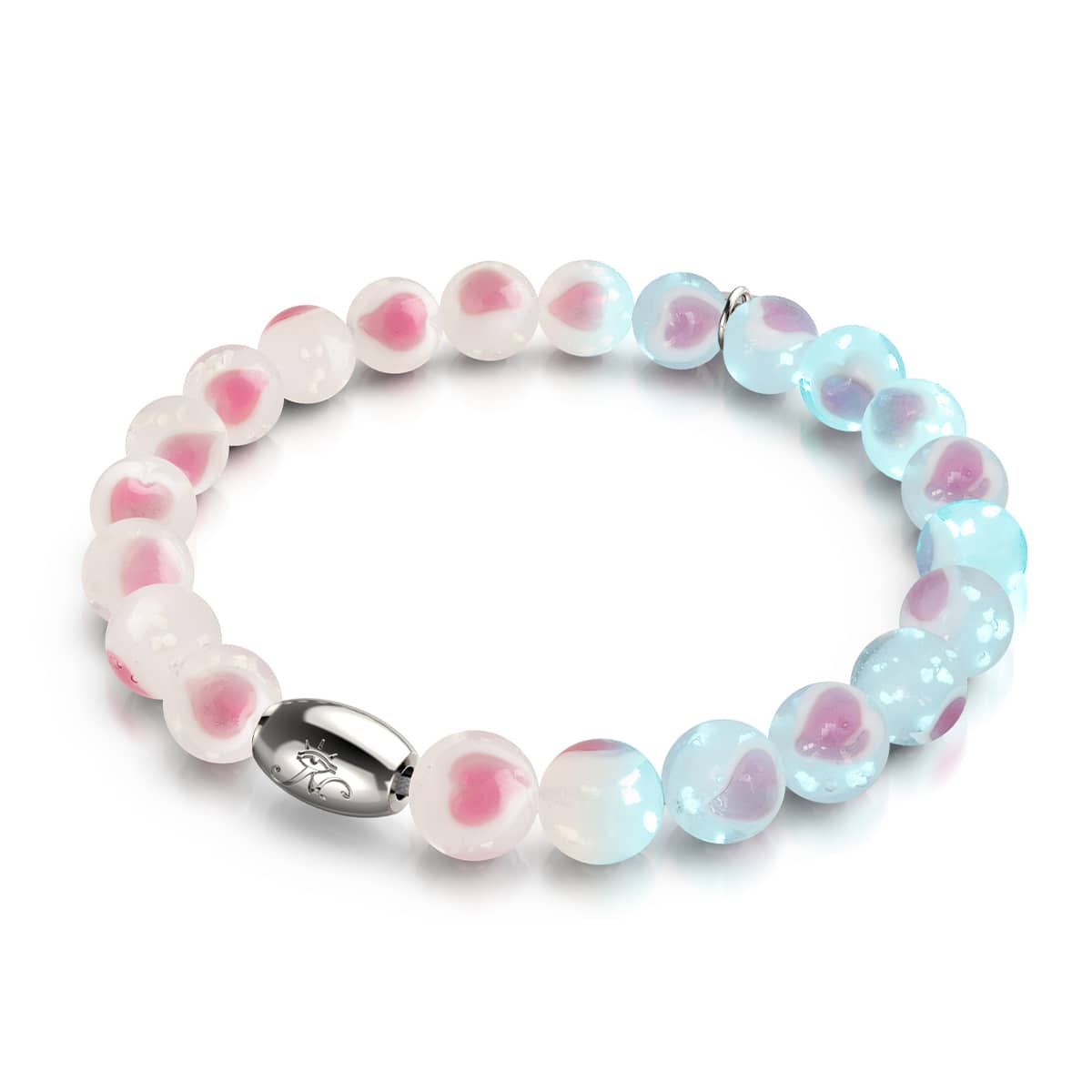 White x Pink | .925 Sterling Silver | Firefly Glass Love Bracelet ...