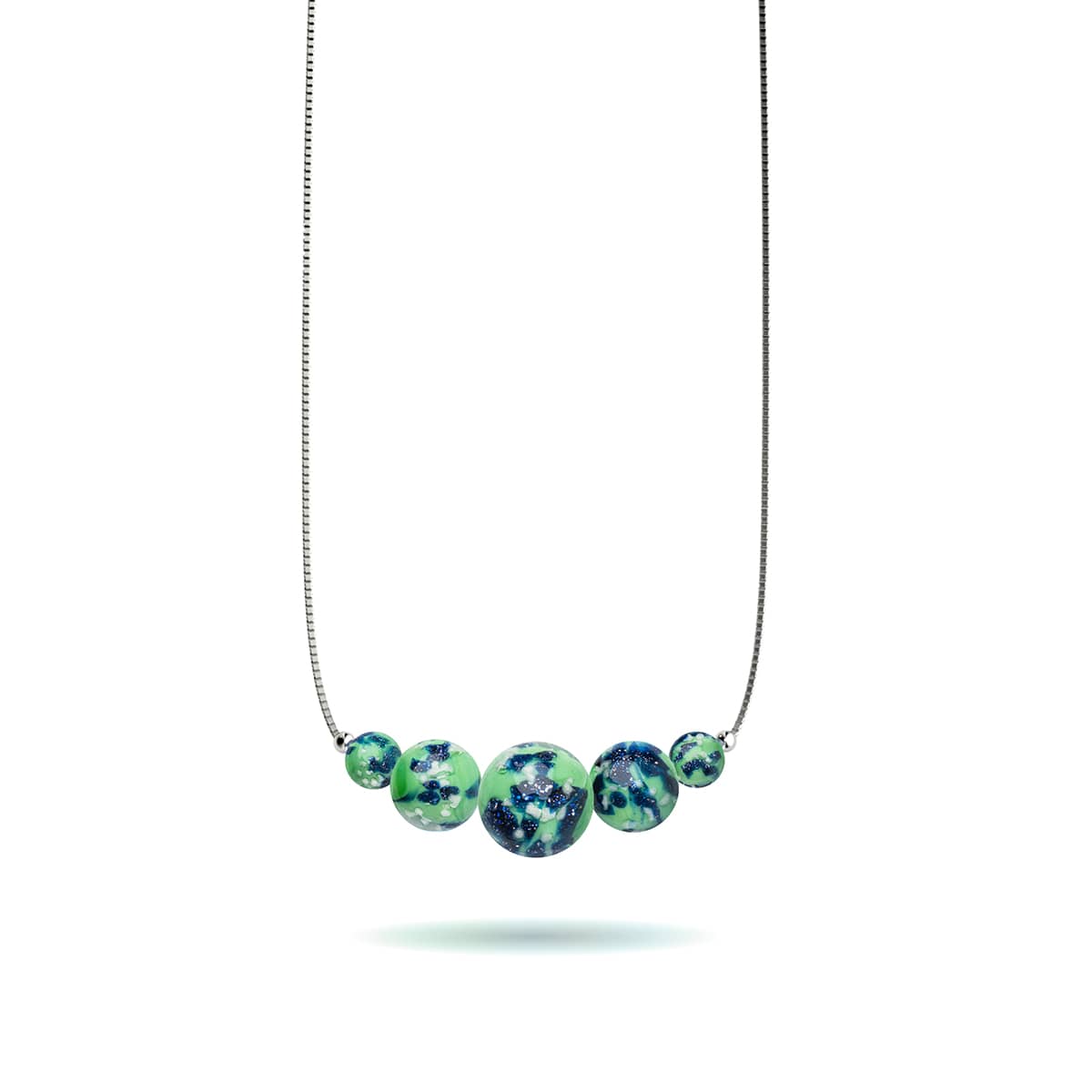 Blue Mint | .925 Sterling Silver | Firefly Glass Infinity Clasp Neckla ...